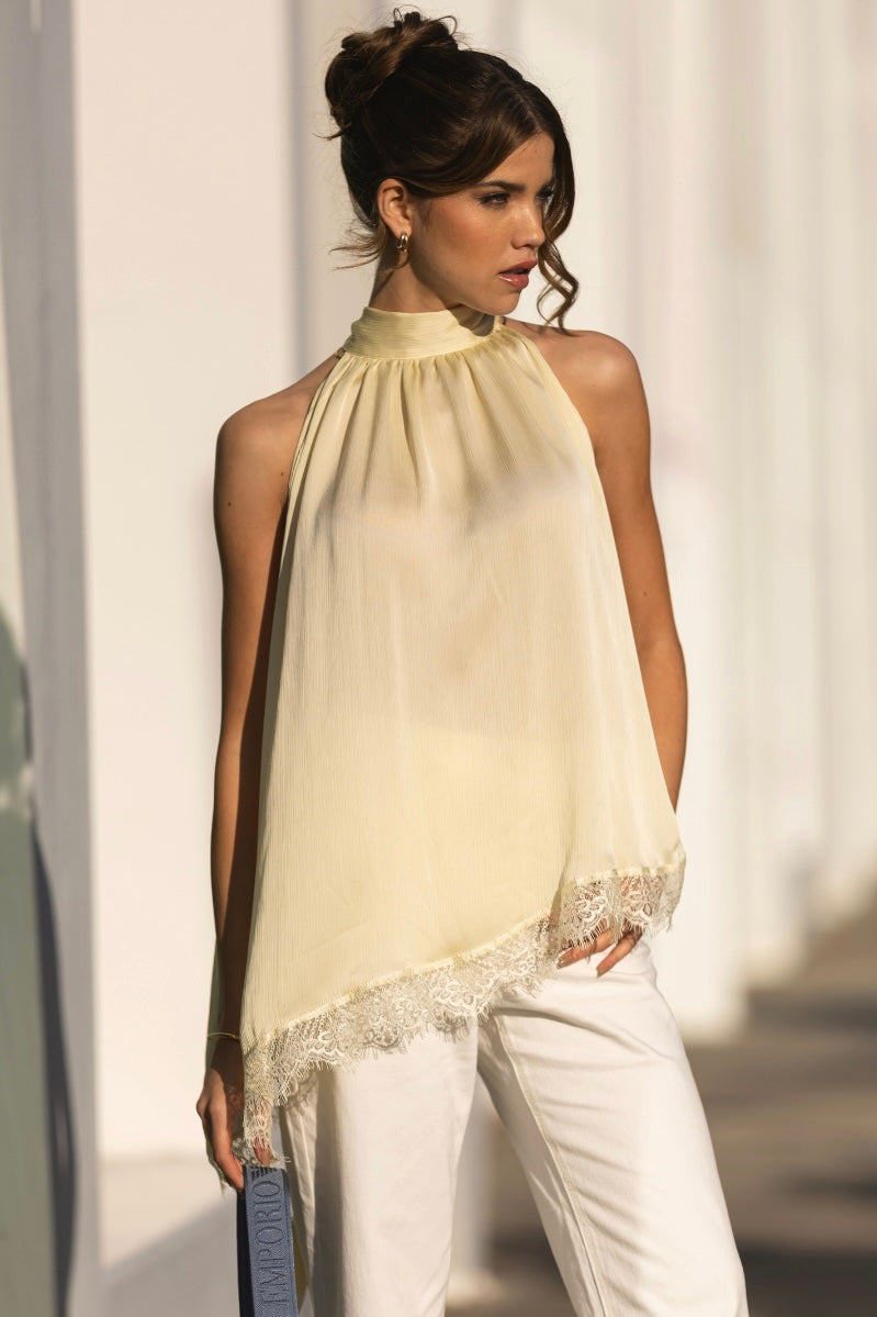 TOP ACETINADO COM RENDA E LAÇO | SPACCIO BY CRISTINA – Daily Cristina ...